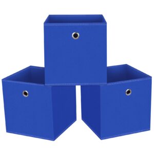 sevendome 11 inch collapsible storage bins,fabric storage cubes foldable storage baskets for home bedroom,closet organizers and storage for shelf closet, bedroom organizers,set of 3,(dark blue)