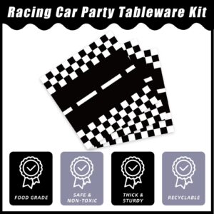 Kepeel 96 Pcs Race Car Party Plates and Napkins Sets, Racing Car Race Track Party Supplies Decorations Racing Sports Themed Dinnerware for Kids Boys Birthday Baby Shower Home Decor, Serves 24