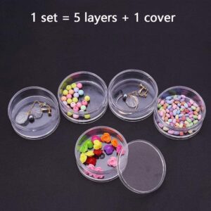 lixuesong 5 Slot Clear Plastic Round Storage Jars - Art Craft Accessory Organizer Box Jewelry Beads Sewing Pills Container Holder