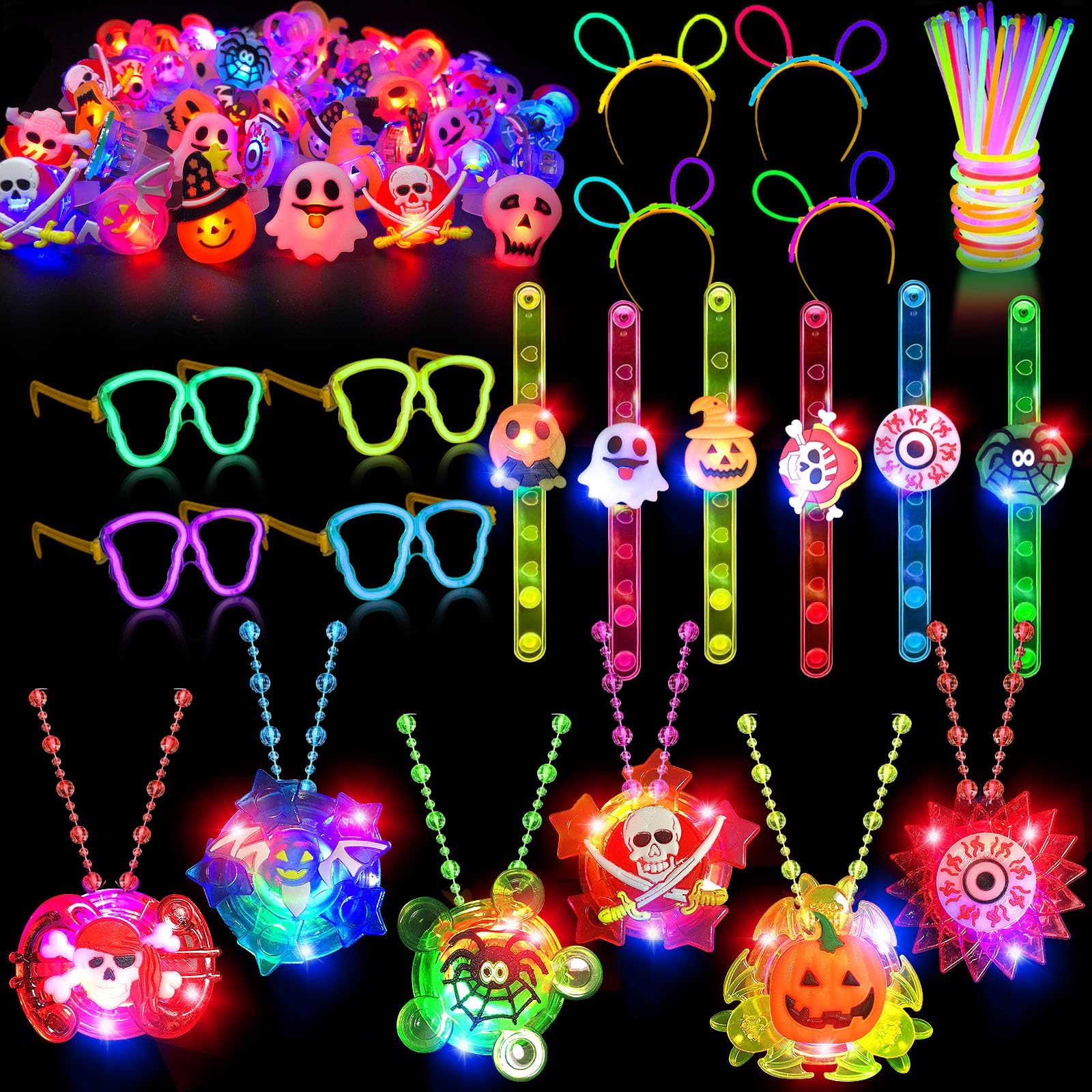 iRugosa hapfyer 124PCS Halloween Party Favors for Kids, Glow in the Dark Halloween Toys Bulk for Halloween Treat Bags Goodies Bags Fillers/Halloween Gifts Party Supplies