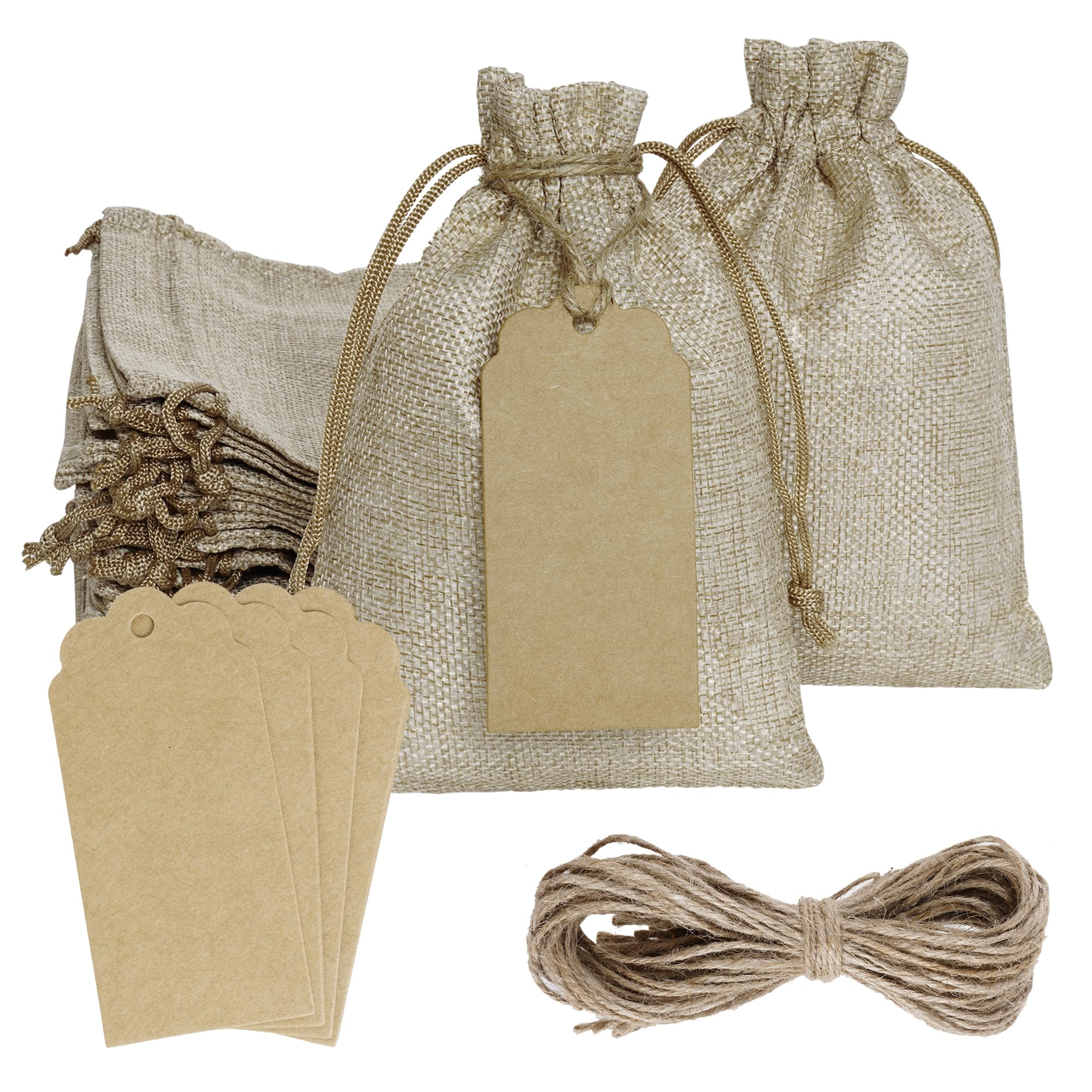 Yymobt 25PCS Burlap Bags with Drawstring, Reusable Burlap Favor Bag 5 x 7’’ Small Party Sacks for DIY Craft, Party, Christmas, Wedding, Festival Presents Bulk Bags