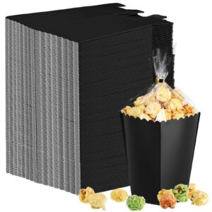 zopeal mini popcorn boxes and clear treat bag set, bulk popcorn bags open top paper popcorn containers with treat bags popcorn candy boxes for movie, party, 3 x 4 inch(black, 200 pcs)