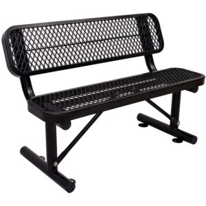 mtplum 4ft outdoor steel bench with backrest park metal back bench, coated outdoor furniture heavy duty park bench with back patio bench for garden, porch, and park