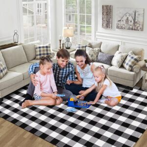 HOYIJA Black and White Checkered Area Rug 5.5' x 7.5' Buffalo Plaid Rug, Cotton Woven Washable Check Rug for Indoor and Outdoor, Dining Room, Bedroom, Living Room, Kitchen, (Black & White)