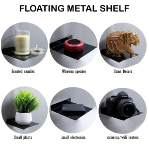 Spillbox Metal Wall Mounted Floating Shelf|Shelves|Stand|Rack|Holder Wi-fi Camera|Bluetooth Speaker|Webcam|Mesh Router|Photo Frames|Planter Pot |Access Hole for Cable Cords-Pack 1