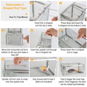 iMounTEK Animal Steel Cage Traps, Humane Live Mouse Trap Reusable Metal Rat Rodent Cage Catch Release Continuous Capture Indoor Outdoor