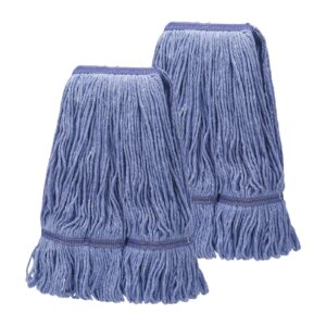 2 pack mop head replacements,general cleaning mop heavy duty commercial and industrial replacement mop head, wet industrial blue cotton looped end string head refills head (blue)