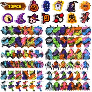 oroalbb 72 pcs halloween mini pop fidget keychain bulk, halloween party favors for kids, halloween toys bulk with 72 diy cards, halloween prizes , halloween classroom favors, trick or treat toys