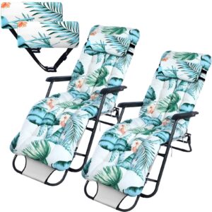 kigley 2 set 67 x 21 inch chaise lounge cushion lounge chair cushions for outside bench cushions for outdoor furniture lounger chaise lounge pads outdoor with headrest 8 ties(hawaii)