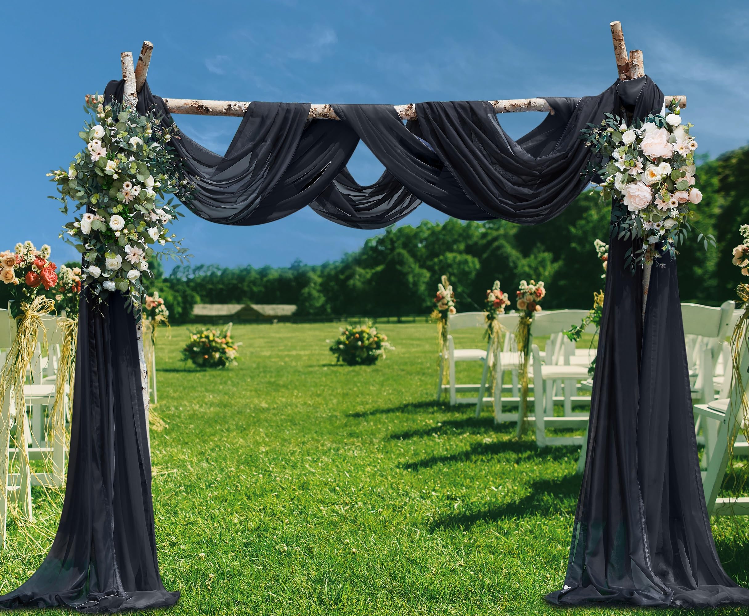 WARM HOME DESIGNS 2 Black Backdrop Curtain Bundle. 55 x 216 Inch Black Fabric or Black Curtain Backdrop for Black Wedding Decorations & Gothic Wedding Decor. ADS Black 216"