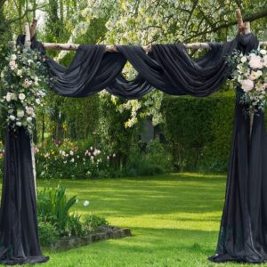 WARM HOME DESIGNS 2 Black Backdrop Curtain Bundle. 55 x 216 Inch Black Fabric or Black Curtain Backdrop for Black Wedding Decorations & Gothic Wedding Decor. ADS Black 216"