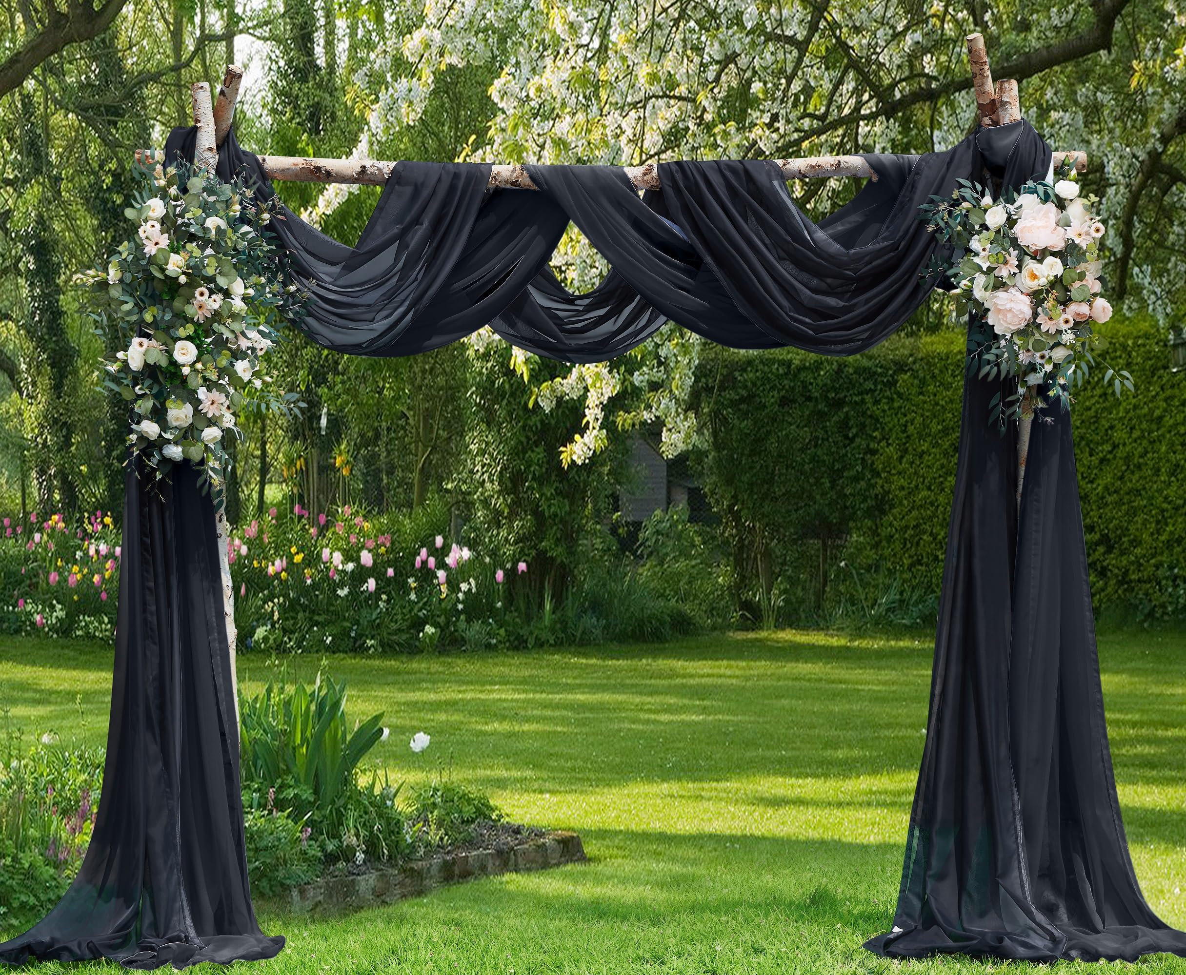 WARM HOME DESIGNS 2 Black Backdrop Curtain Bundle. 55 x 216 Inch Black Fabric or Black Curtain Backdrop for Black Wedding Decorations & Gothic Wedding Decor. ADS Black 216"