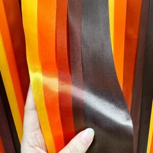 Fall Party Decorations Ombre Brown Orange Yellow Satin Ribbon Streamer Backdrop 197 Ft × 1.97" Wide Fringe Hanging Ribbon Garland for Wedding Birthday Bridal Shower Autumn Thanksgiving Party Supplies