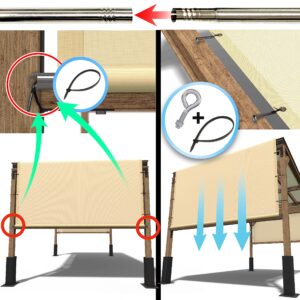 Royal Shade 12' W x 22' L Brown Waterproof Pergola Sun Shade Canopy Replacement Cover, 220 GSM Cloth for Outdoor Patio, 95% UV Blockage, Includes Stainless Steel Weighted Rods (We Customize)