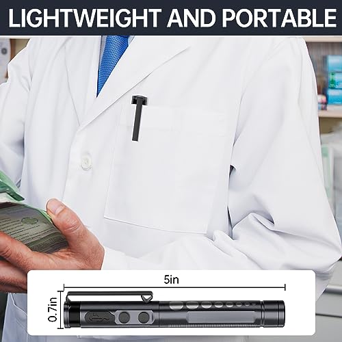 RISEMART Pen Light for Nurse, Rechargeable LED Medical PenLight, Warm/Cool White & Stepless Dimming, Portable Medical PenLight for Nurse, Doctor, First Aid, EMT, Nursing,Nursing Student (Black)