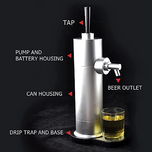 YJSG Beer Draft Dispenser,Beer Foam Machine,Canned Beer Draft System,Beer Foam Maker,Beer Tap,Mini Kegerator,Converts Any Can Into Draft for Beer Bars,A Great Gift for Beer Lovers,Silver