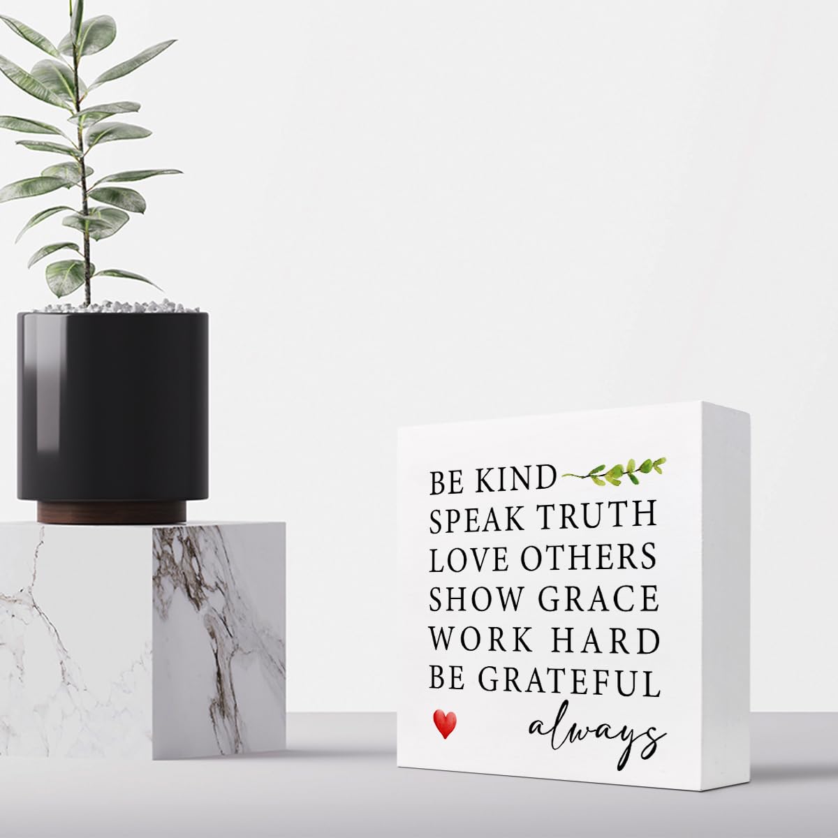 Be Kind Speak Truth Wood Block Sign Desk Decor,Rustic Inspirational Wooden Box Plaque Sign Desk Decor for Home Office Shelf Table Decor Decorations