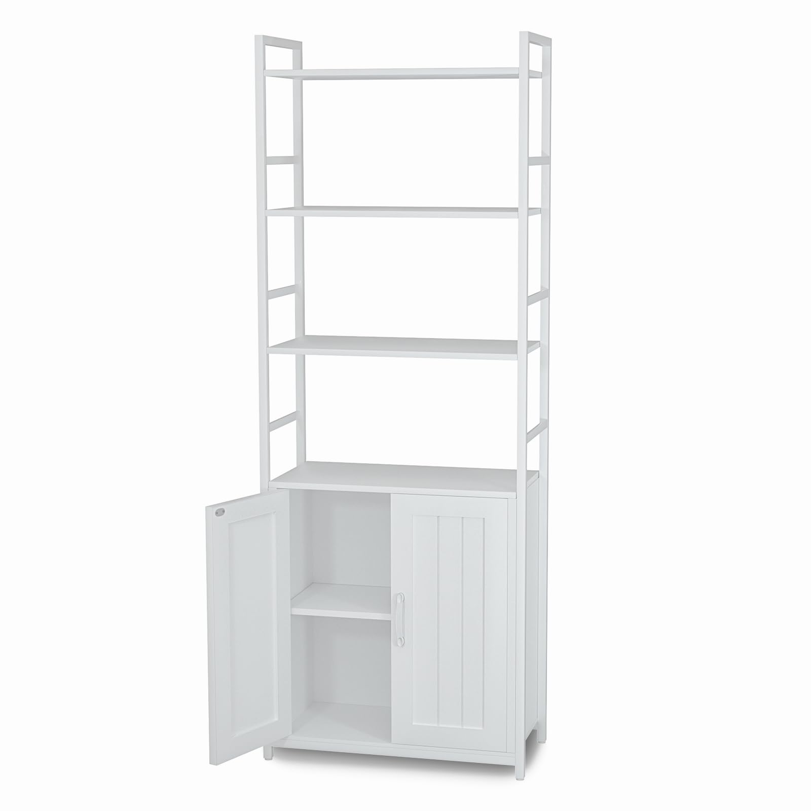 Lazyvan White Bookshelf with Doors,70" Tall Bookcase with Storage Cabinet,6 Tier Book Shelf for Living Room/Bedroom/Home Office/Kitchen,70"(H)*26"(L)*11.8"(W)