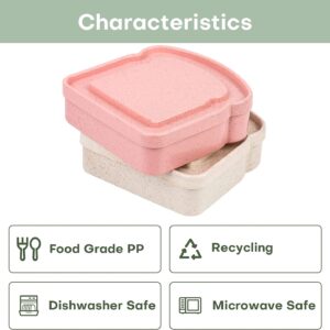 NADUSEP Sandwich Containers, 2 Pcs Sandwich Box Food Storage Toast Shape Holder Plastic for Lunch, Sandwich Keeper for Adults Prep Microwave (Pink Green)