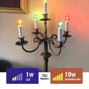 Baczao Purple C7 Light Bulbs 6 Pack, 1W Small C7 LED Christmas Light Replacement Bulbs, E12 Candelabra Base, Non-Dimmable, Red Night Light Bulb for Outdoor Xmas String Lights Window