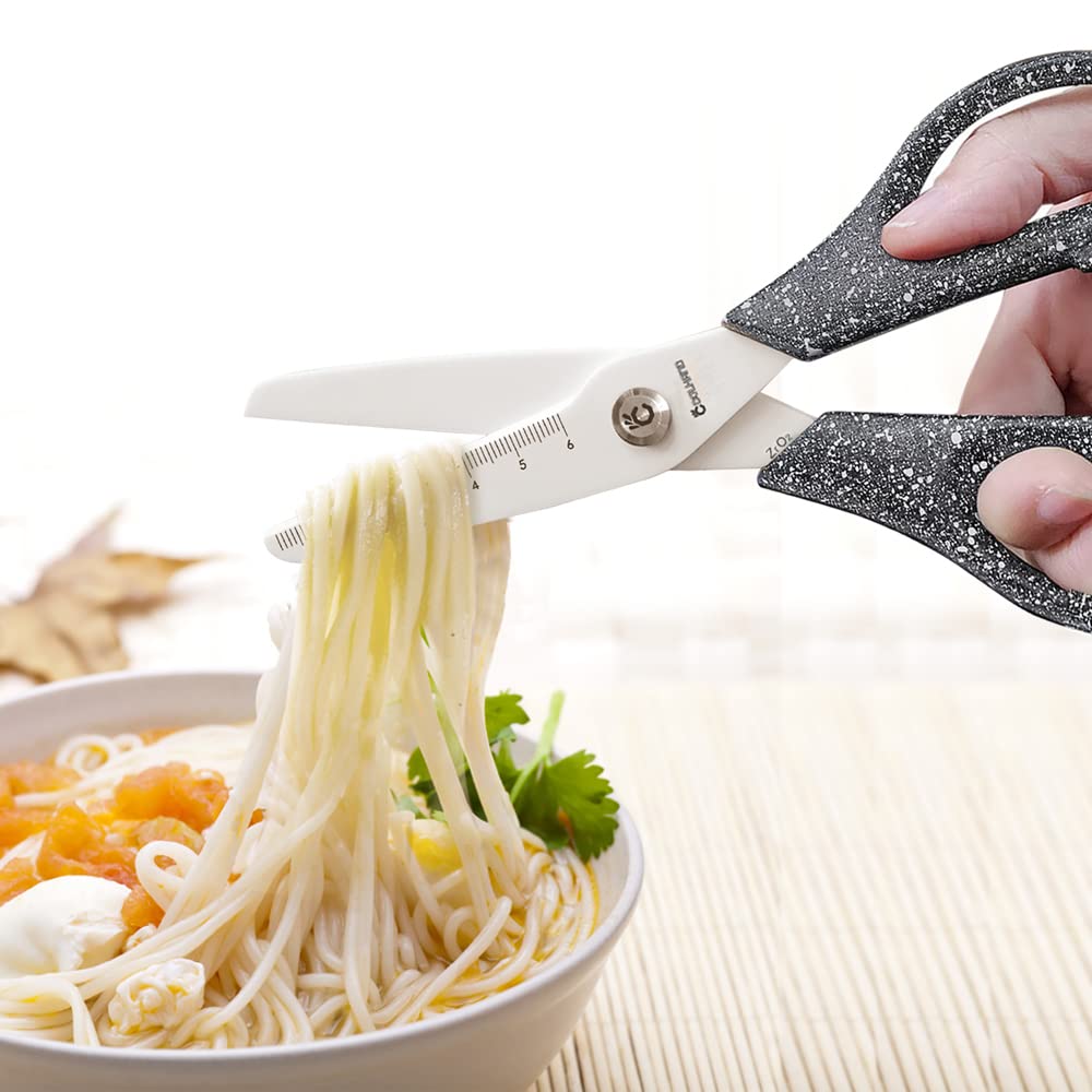 cool hand Gear 7.8'' Multi Purpose Ceramic Blade Scissors w/Ruler Marking, Blunt Tip Scissors Utility Shears for Kitchen, Craft, BBQ, Pet Care, Sewing, 1 PCS