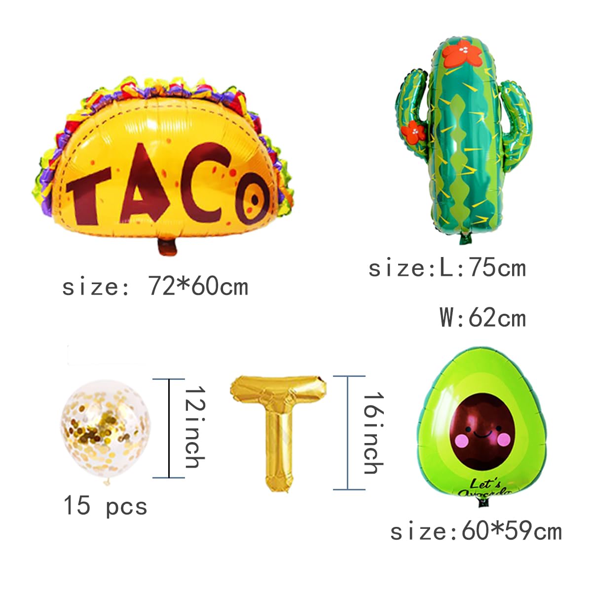 Taco Bar Gold Mylar Aluminum Balloons, Taco Themed Party Sign, Fiesta Mexican Birthday/Wedding/Baby Shower/Bridal Shower Party Banner Decoration Supplies