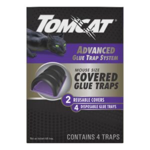 tomcat advanced glue trap system mouse size covered glue traps with 2 reusable covers and 4 disposable glue traps