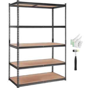 vevor storage shelving unit, 5-tier adjustable, 2000 lbs capacity, heavy duty garage shelves metal organizer utility rack, black, 48" l x 24" w x 72" h for kitchen pantry basement bathroom laundry