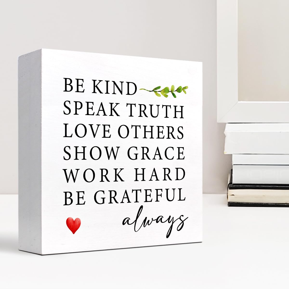 Be Kind Speak Truth Wood Block Sign Desk Decor,Rustic Inspirational Wooden Box Plaque Sign Desk Decor for Home Office Shelf Table Decor Decorations