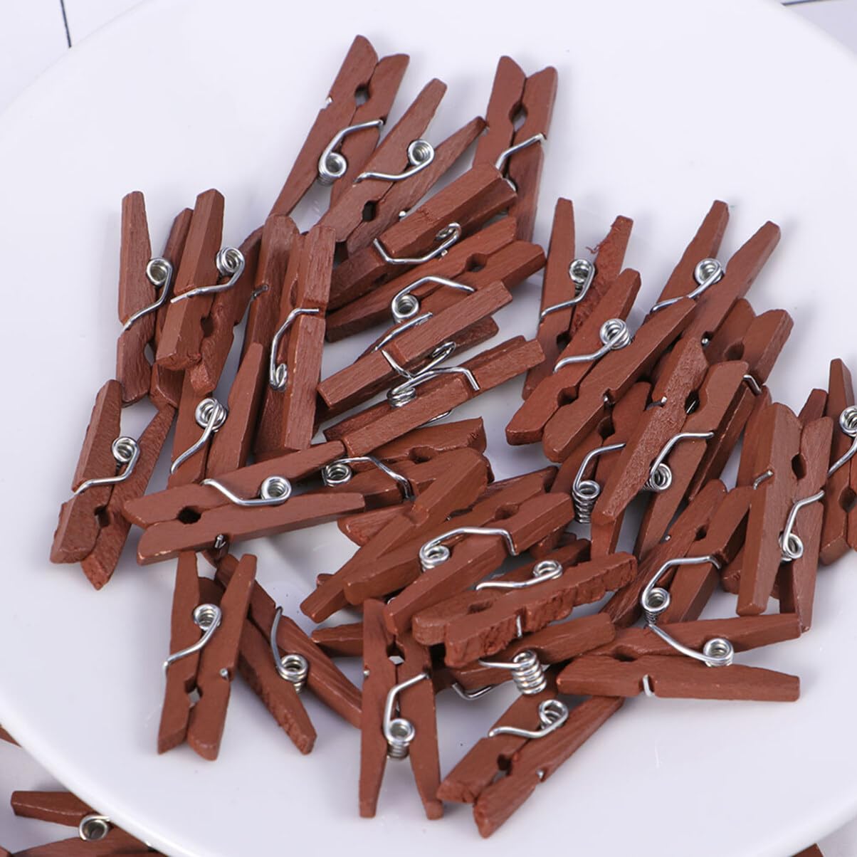 Mini Clothespins Brown 100 Pcs Heavy Duty Clothes Pin White Clothes Tiny Clothespins Wooden Brown Craft Clip Photo Clips Clothes Pins Cartoon Wooden Nail Mini White Clothes