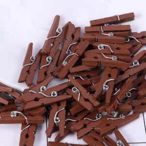 Mini Clothespins Brown 100 Pcs Heavy Duty Clothes Pin White Clothes Tiny Clothespins Wooden Brown Craft Clip Photo Clips Clothes Pins Cartoon Wooden Nail Mini White Clothes