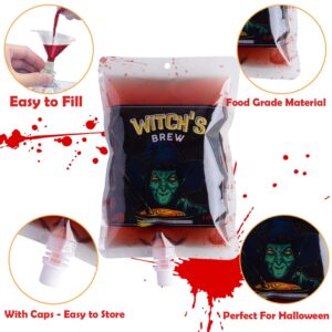 42PCS Halloween Blood Bags for Drinks Party Supplies, 30PCS Reusable Vampire Party Drinking Pouches + 10 Syringes + 2 Funnels, Various Size Containers for Halloween Zombie Nurse Theme Carnival Party Decorations Props