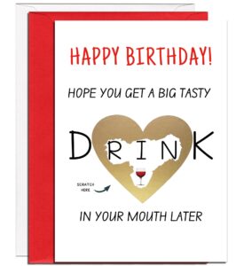 ikassong funny scratch off birthday card for women friends sister, 5.3 x 7.6 with 2 envelopes, special interactive present