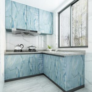 Bumoo Blue Gold Marble Peel and Stick Contact Paper 16"×78.7" Granite Texture Wallpaper Self Stick Adhesive Removable Waterproof Furniture Decorative Sticker for Countertop Kitchen Bedroom Bathroom