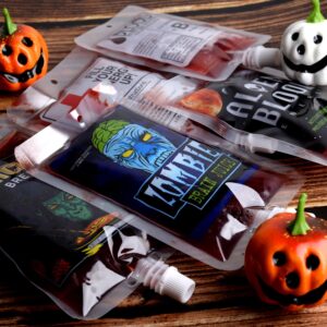 42PCS Halloween Blood Bags for Drinks Party Supplies, 30PCS Reusable Vampire Party Drinking Pouches + 10 Syringes + 2 Funnels, Various Size Containers for Halloween Zombie Nurse Theme Carnival Party Decorations Props