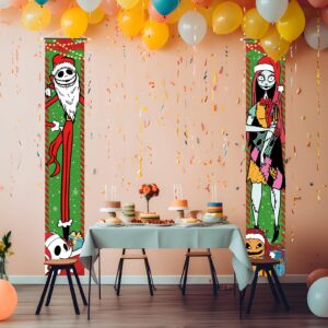 Christmas Decorations, Jack Sally Banners Xmas Porch Signs Christmas Decor Nightmare Merry Christmas Banner Before Welcome Wall Home Indoor Outdoor Party