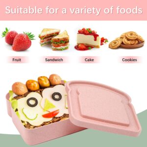 NADUSEP Sandwich Containers, 2 Pcs Sandwich Box Food Storage Toast Shape Holder Plastic for Lunch, Sandwich Keeper for Adults Prep Microwave (Pink Green)