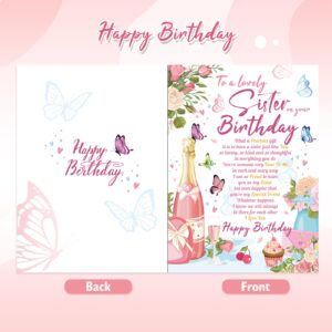 DPKOW Sister Birthday Card Sister Birthday Cards for Sister Card Birthday Gifts for Sister Keyring Engraved Sister Gifts Happy Birthday Sister Card Birthday Gifts for Sister Birthday Gift