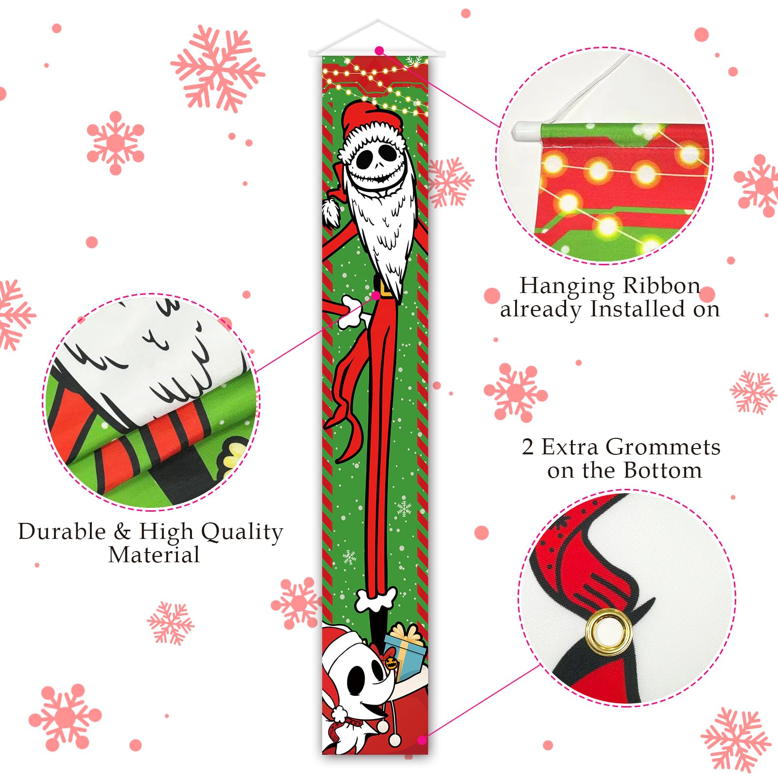 Christmas Decorations, Jack Sally Banners Xmas Porch Signs Christmas Decor Nightmare Merry Christmas Banner Before Welcome Wall Home Indoor Outdoor Party