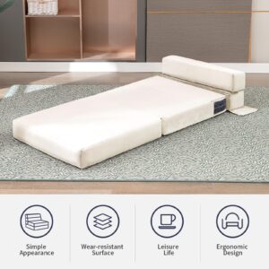 ZAFLY Folding Futon Sofa Bed Mattress, Modern Convertible Couch for Compact Living Room Office Apartment Space, Modular Sectional Sofa for Resting Camping-Beige,31.49x77.17Inches