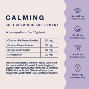 Dog Calming Treats with Natural Ingredients, cGMP-Certified & Made in The USA - Calm Chews for Dogs That Ease Anxiety and Stress, Human-Grade Calm Dog Treats, 30 Chews - Good Trouble Pets