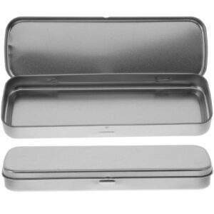 metal container with lid 2pcs boxes metal pencil case pen case with cover storage pen case uv pen case tinplate tin box metal silver metal container