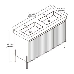 Dowell 48" Inch White Bathroom Vanity with Double Gel/Resin White Sink Combo, Modern Bathroom Cabinet with Soft-Close Door, Freestanding Bathroom Vanity Set - 002 Series [Assembly Required]