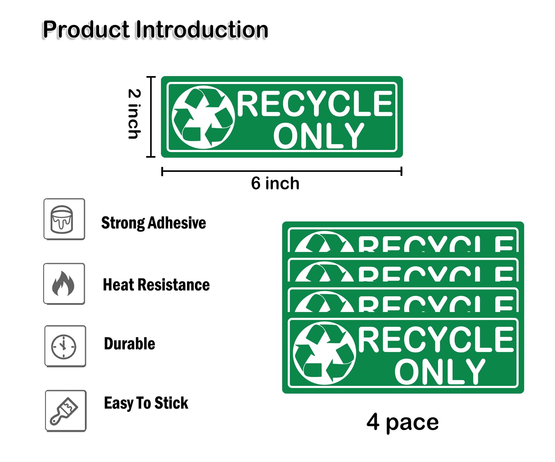 Trash Recycle Stickers for Outdoor Trash Can Garbage Can 2 x6 Inch - Recycle Sticker Trash Can Decal Trash Label Recycling Stickers for Trash Can 12 Pcs