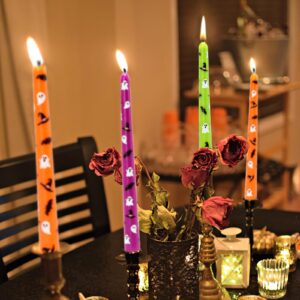 Halloween Witch Taper Candles 10 Inch Tall Decorative Candles Set of 6 Unscented Ghost Candlesticks Halloween Party Dinner Table Decorations Unique Purple Orange Green Candles