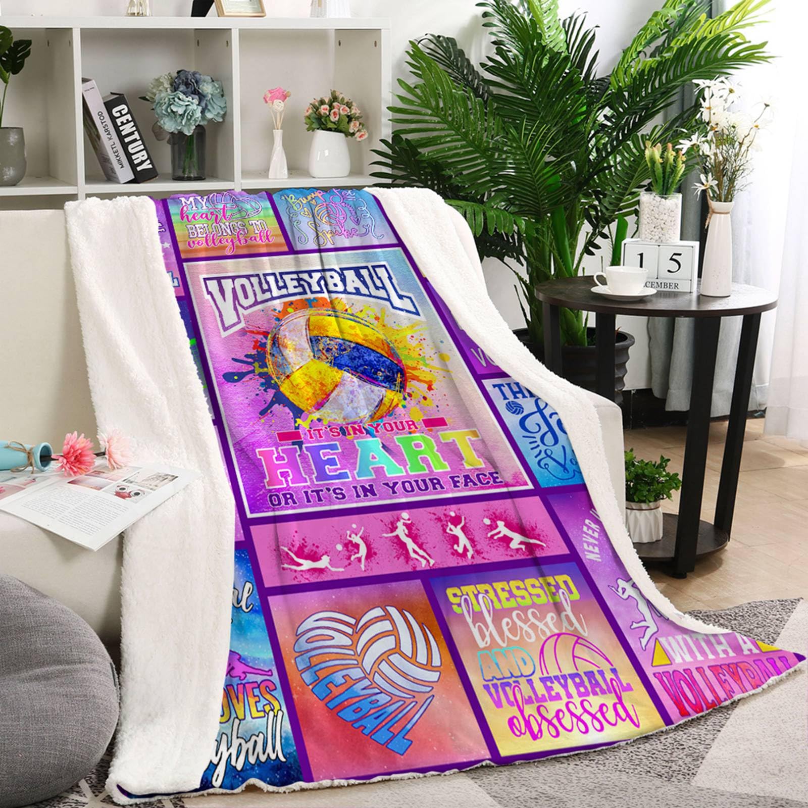 Volleyball Gifts for Teen Girls, Volleyball Blanket Gifts, Best Team Gifts for Volleyball Players, Volleyball Gift Ideas, Soft Warm Cozy Fuzzy Throw Blanket for Home Couch Sofa Bed 50"x 60"