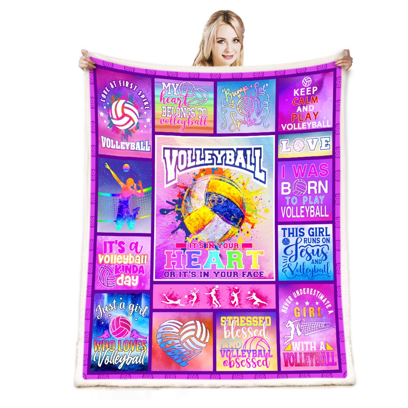 Volleyball Gifts for Teen Girls, Volleyball Blanket Gifts, Best Team Gifts for Volleyball Players, Volleyball Gift Ideas, Soft Warm Cozy Fuzzy Throw Blanket for Home Couch Sofa Bed 50"x 60"