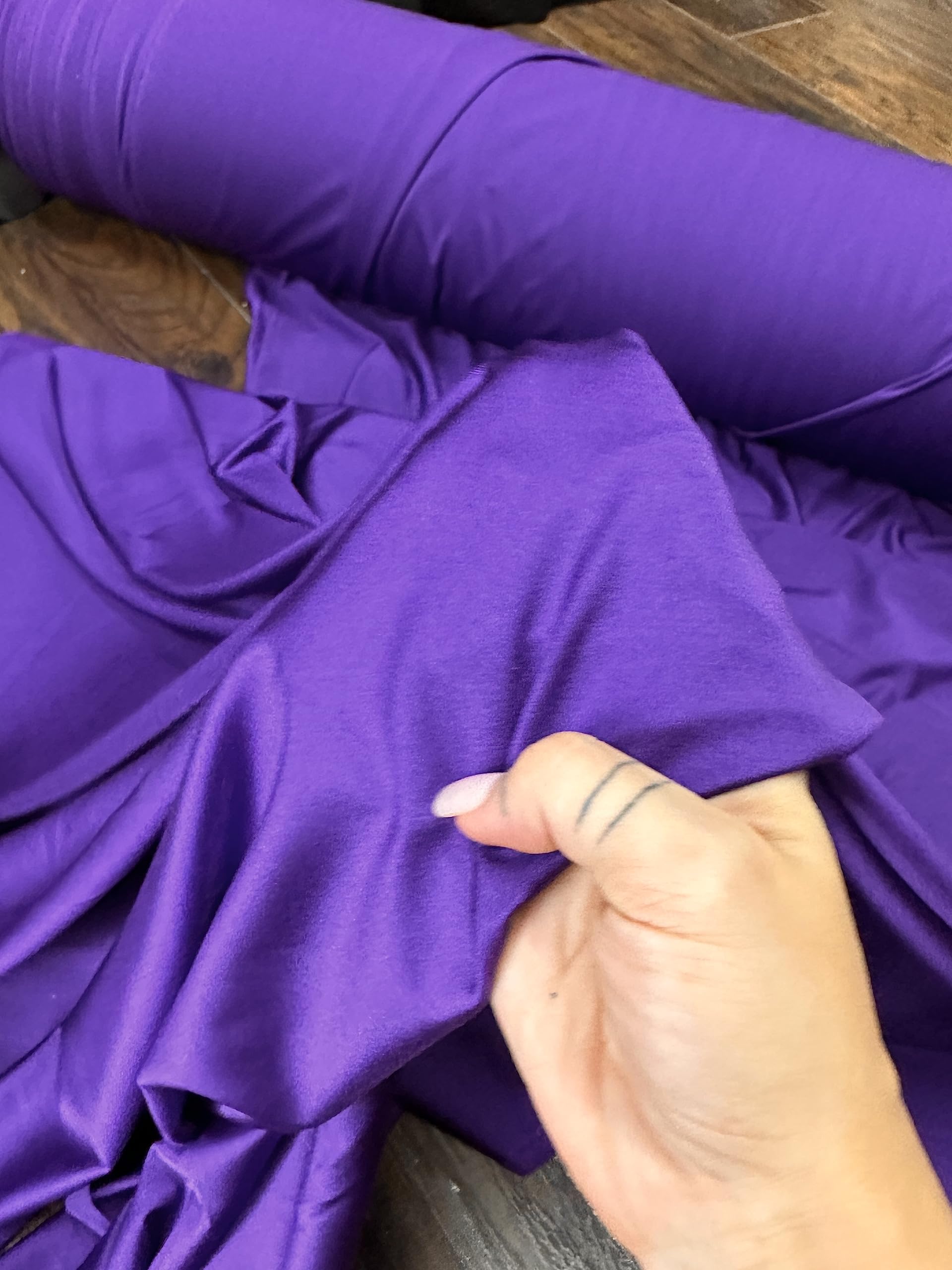 Premium Yoga Nylon Spandex Fabric - Ultra-Soft & Stretchy 4-Way Stretch Fabric by The Yard - Perfect for Activewear and Swimsuit Fabric, and More -1 Yard - 58 Inch Width (Purple)