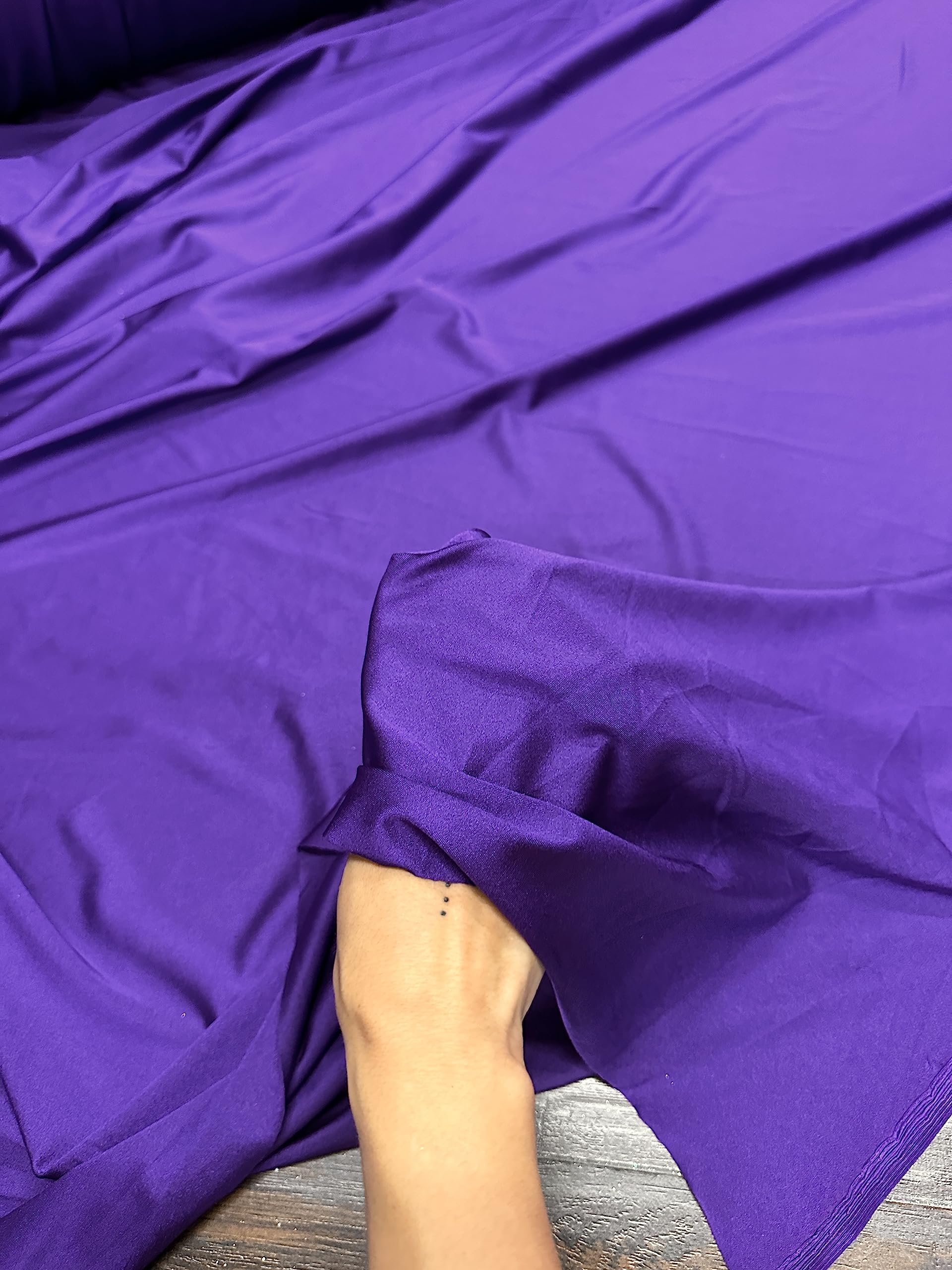 Premium Yoga Nylon Spandex Fabric - Ultra-Soft & Stretchy 4-Way Stretch Fabric by The Yard - Perfect for Activewear and Swimsuit Fabric, and More -1 Yard - 58 Inch Width (Purple)