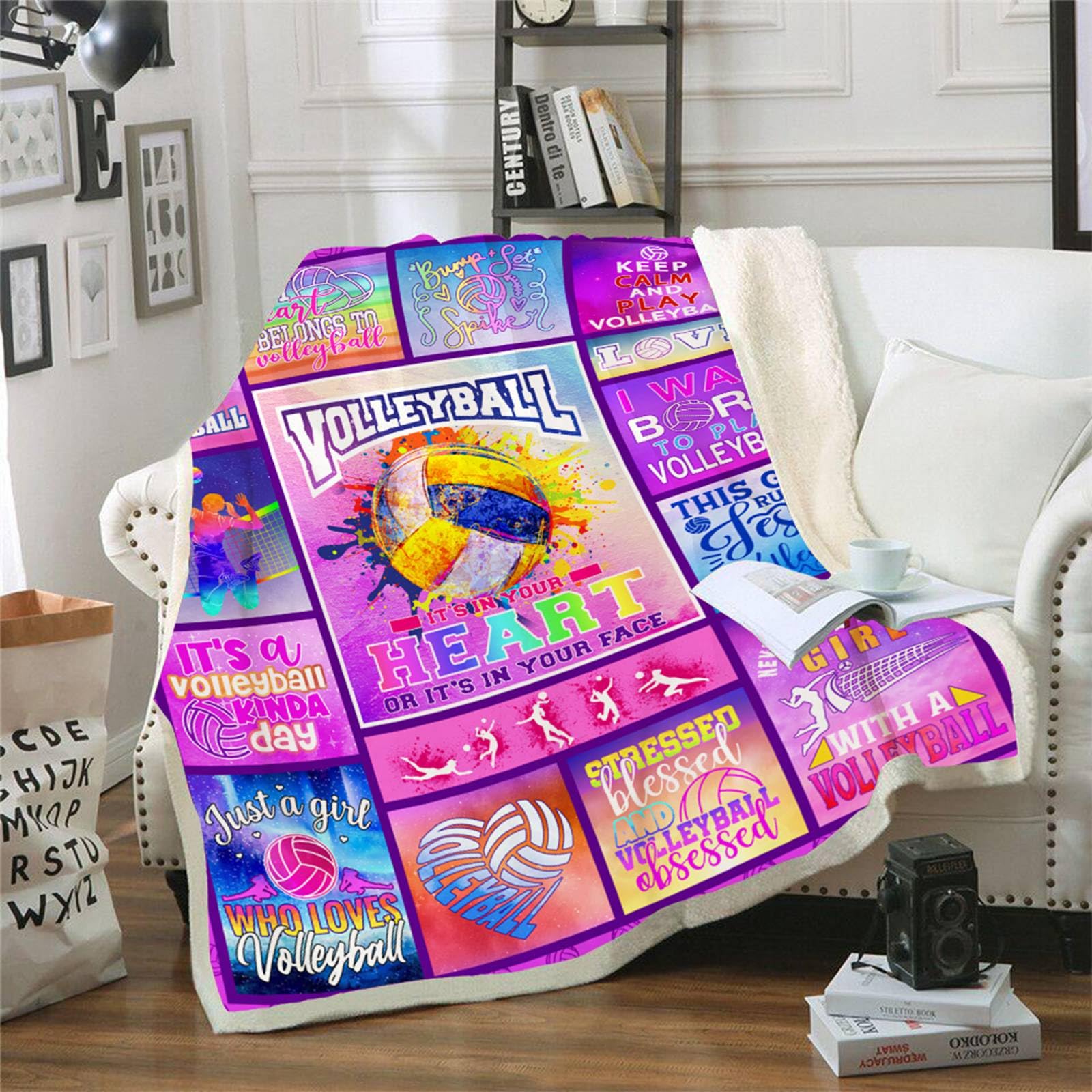 Volleyball Gifts for Teen Girls, Volleyball Blanket Gifts, Best Team Gifts for Volleyball Players, Volleyball Gift Ideas, Soft Warm Cozy Fuzzy Throw Blanket for Home Couch Sofa Bed 50"x 60"